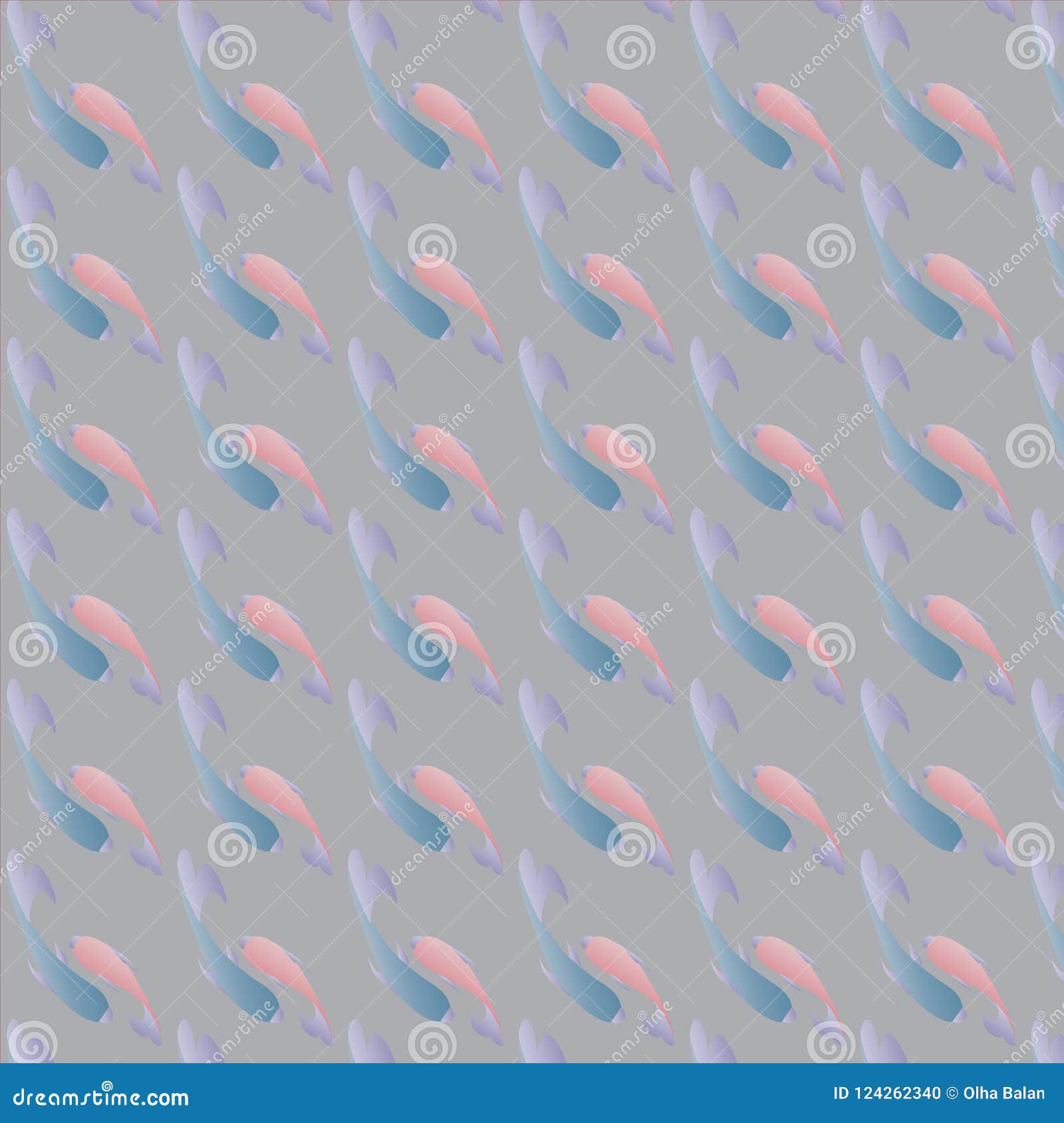 Lucky Fishes stock vector. Illustration of blue, pattern - 124262340