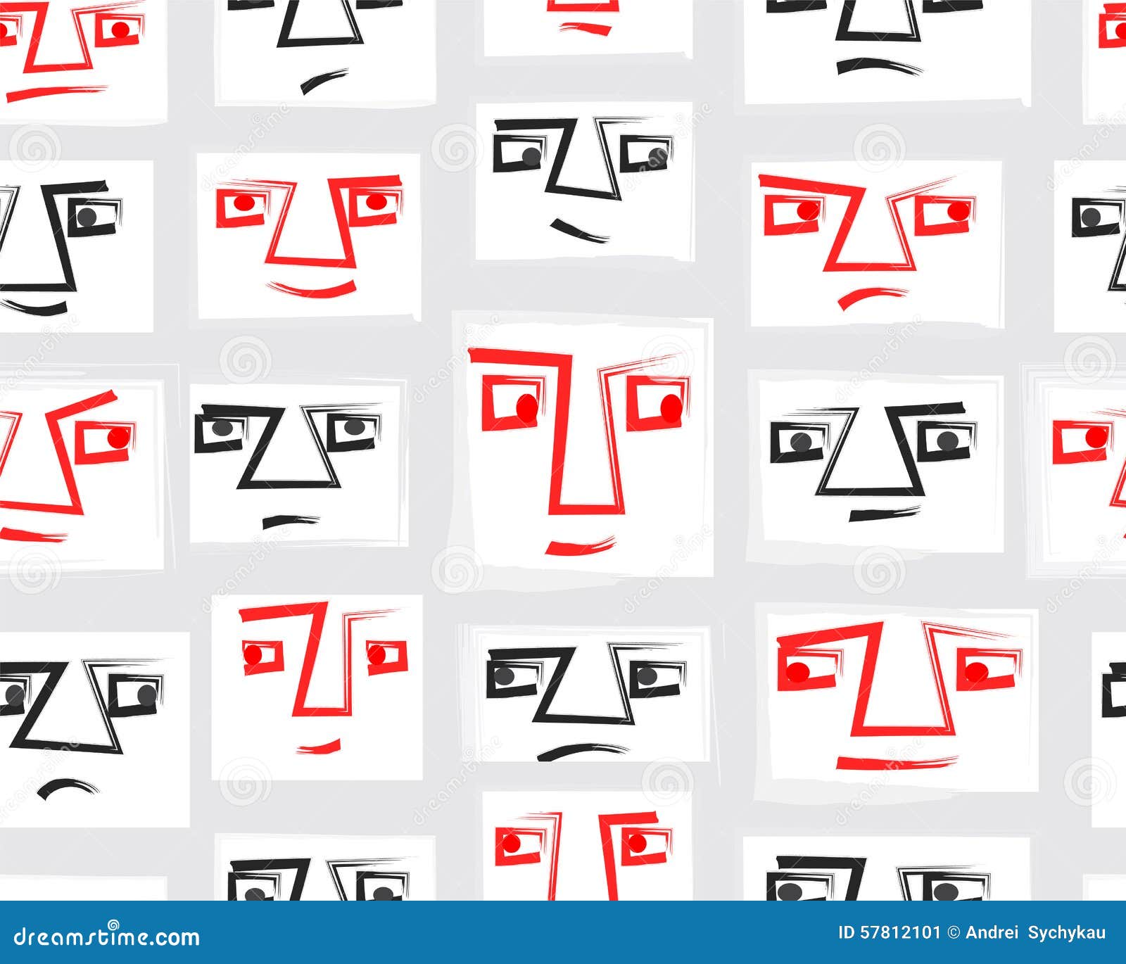 Original Vector Seamless Pattern with Faces. EPS10 Stock Vector ...