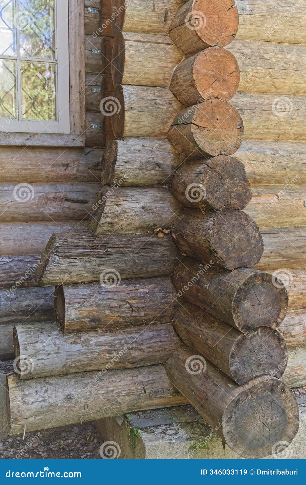 Mandrogi, Russia, July 11, 2024. Picturesque Corner of a Log Hut. Stock ...