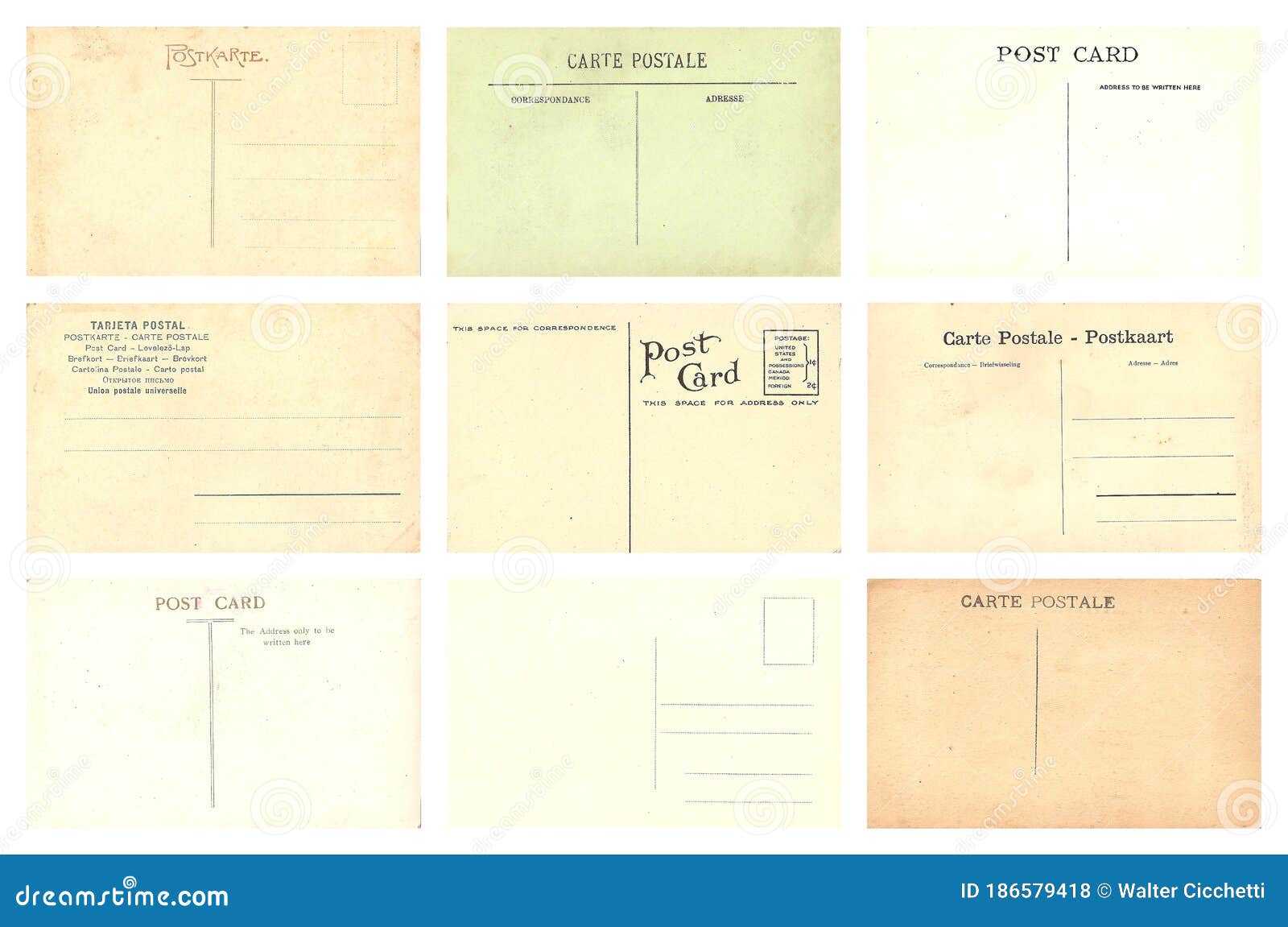 Original Vintage Back Side POSTCARDS with Space for Correspondence and ...