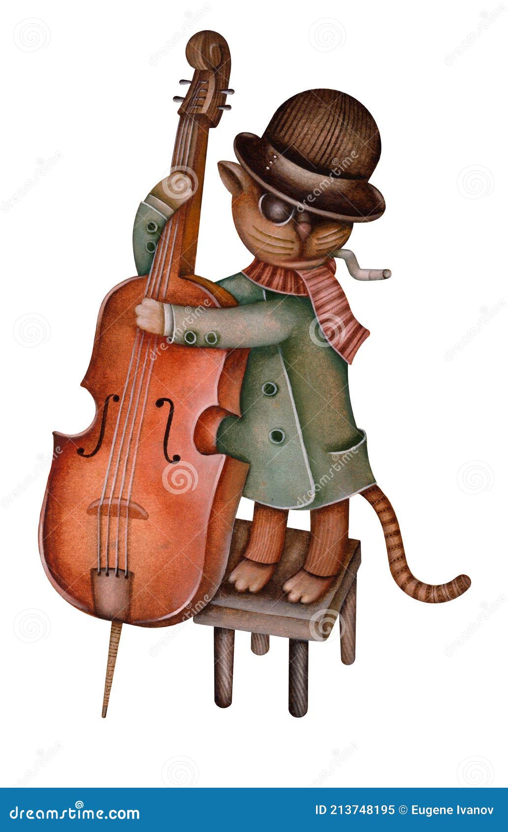 Cat with cello stock illustration. Illustration of illustrations ...