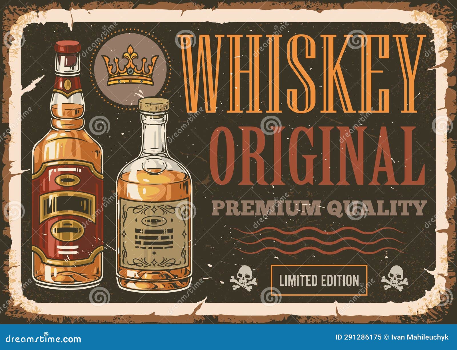 Original Whiskey Colorful Vintage Sticker Stock Vector - Illustration ...