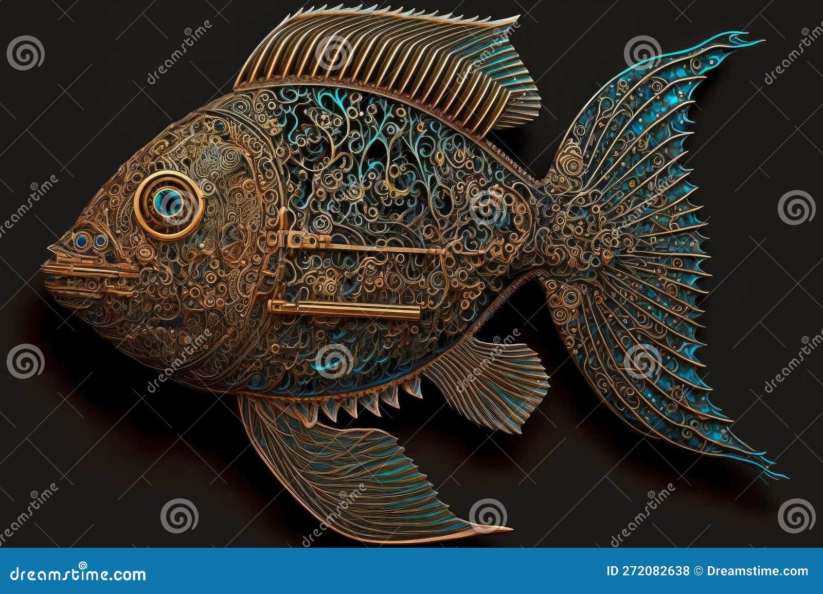 Original Work of Art in Form of Openwork Mechanical Fish Stock ...