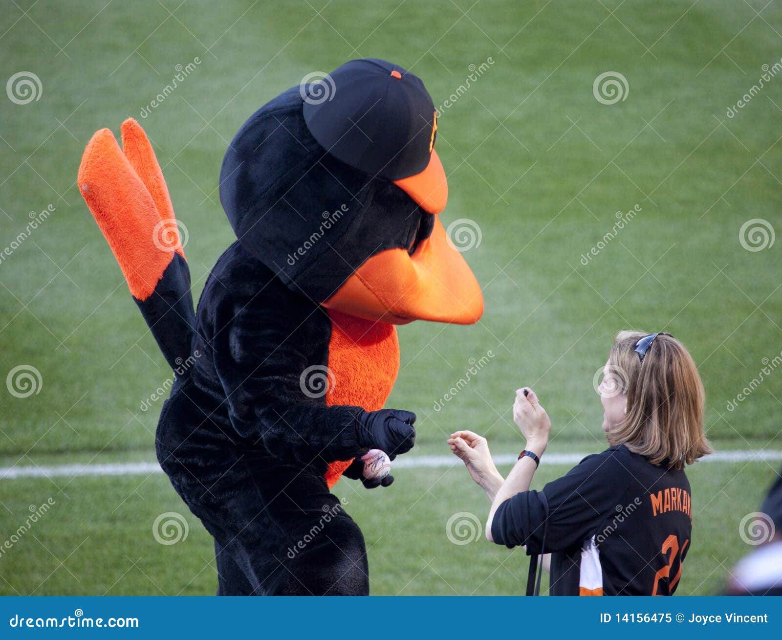 The Oriole Bird Signs a Baseball for a Fan Editorial Image - Image of ...