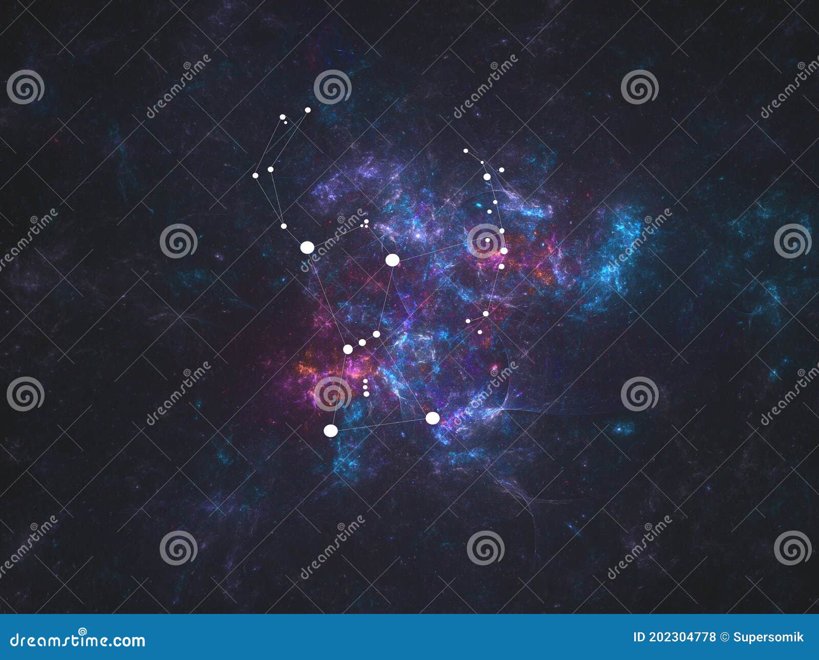 Orion with Lines Constellation. Constellation on a Starry Color Sky ...