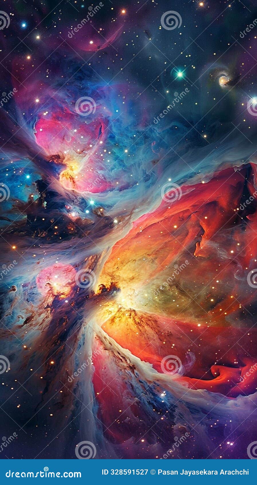 Orion Nebula Reveals Bright Stars And Colorful Gases Stock Photo ...
