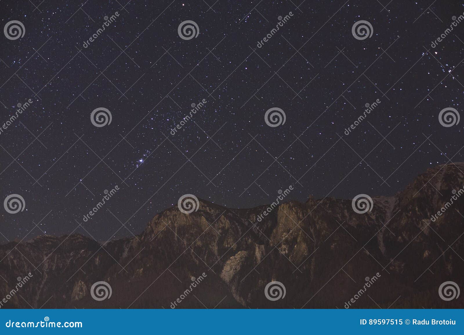 Orion and Taurus Over Bucegi Mountain Peak Stock Image - Image of ...