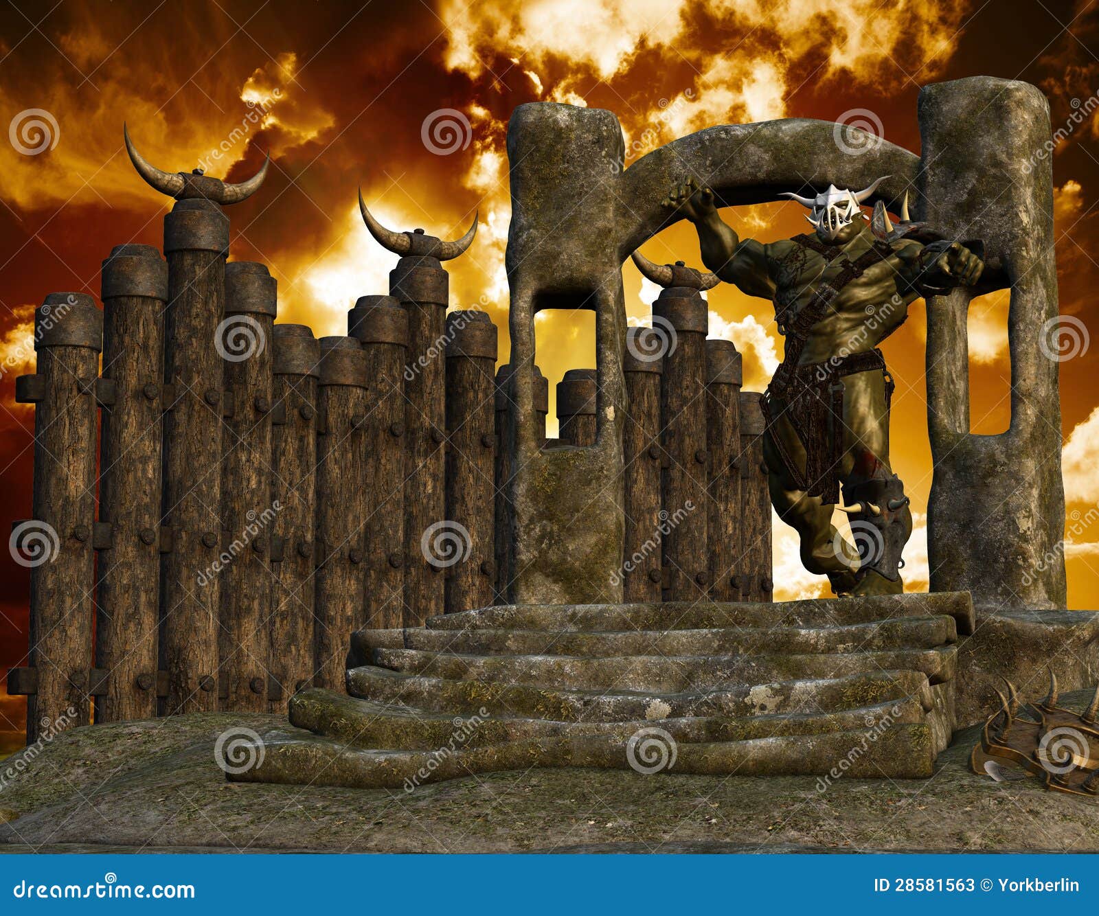 Ork on a portal stock illustration. Illustration of fantasy - 28581563