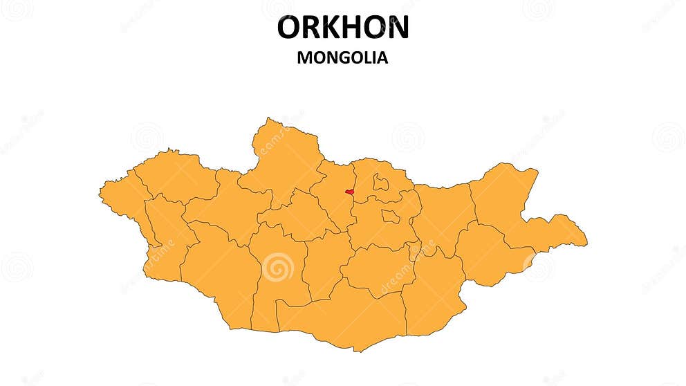Orkhon Map in Mongolia. Vector Map of Mongolia. Regions Map of Mongolia ...