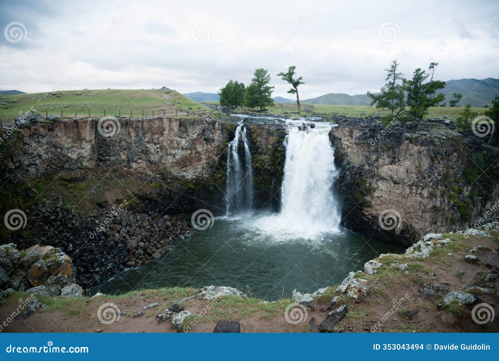 Orkhon Waterfall View. Orkhon Valley, Mongolia Stock Photo - Image of ...