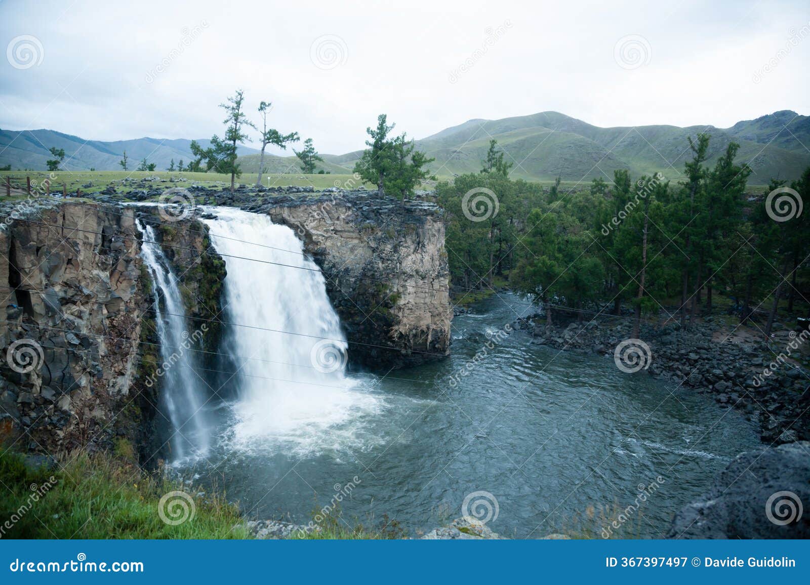 View Of A Valley At The Dat Taw Gyaint Waterfall Stock Image ...
