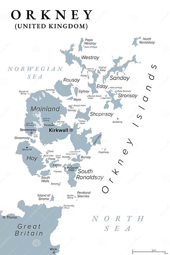 Orkney, Archipelago in Northern Isles of Scotland, Gray Political Map ...