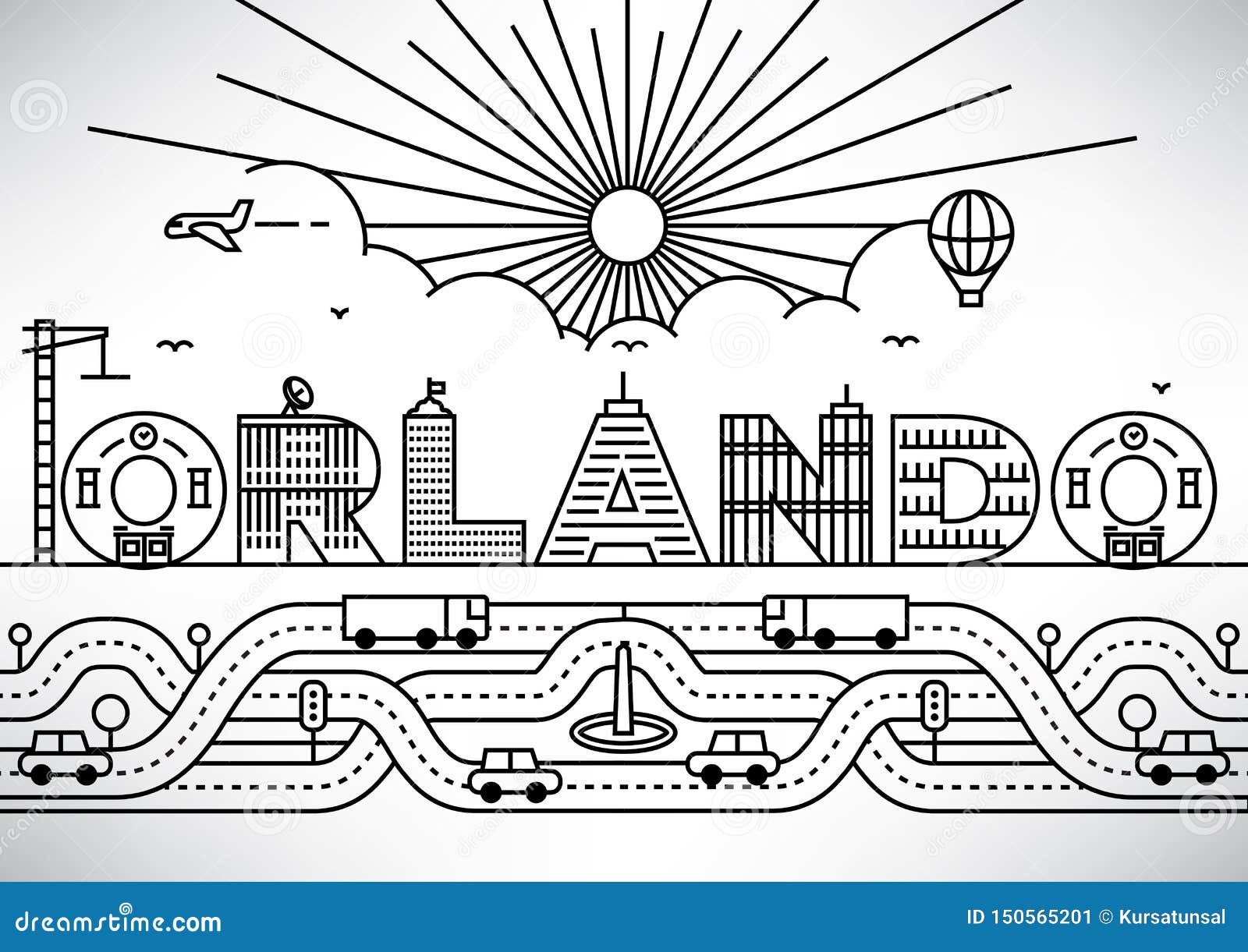 Orlando City Typography Design Con Las Letras Constructivas Ilustración ...