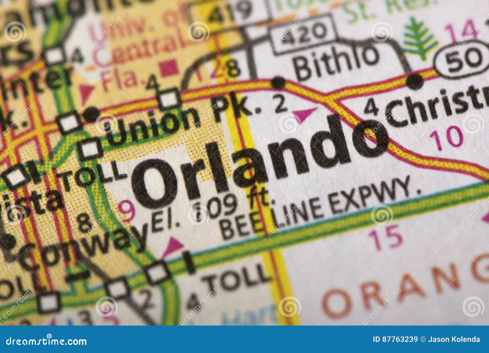 Orlando, Florida no mapa imagem de stock. Imagem de mundo - 87763239