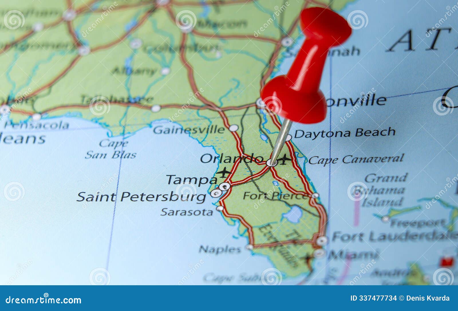 Orlando, Florida Pin on Map Stock Photo - Image of destination, global ...