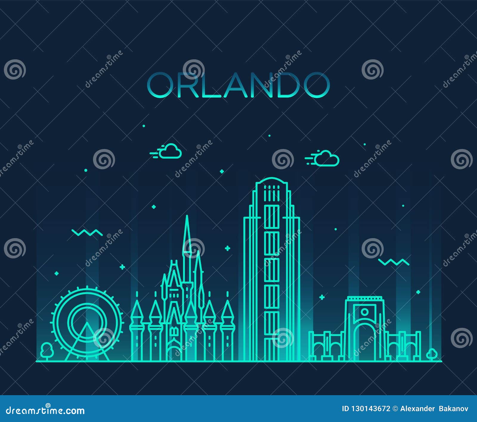 Orlando Skyline - Florida - Vector Illustration | CartoonDealer.com ...
