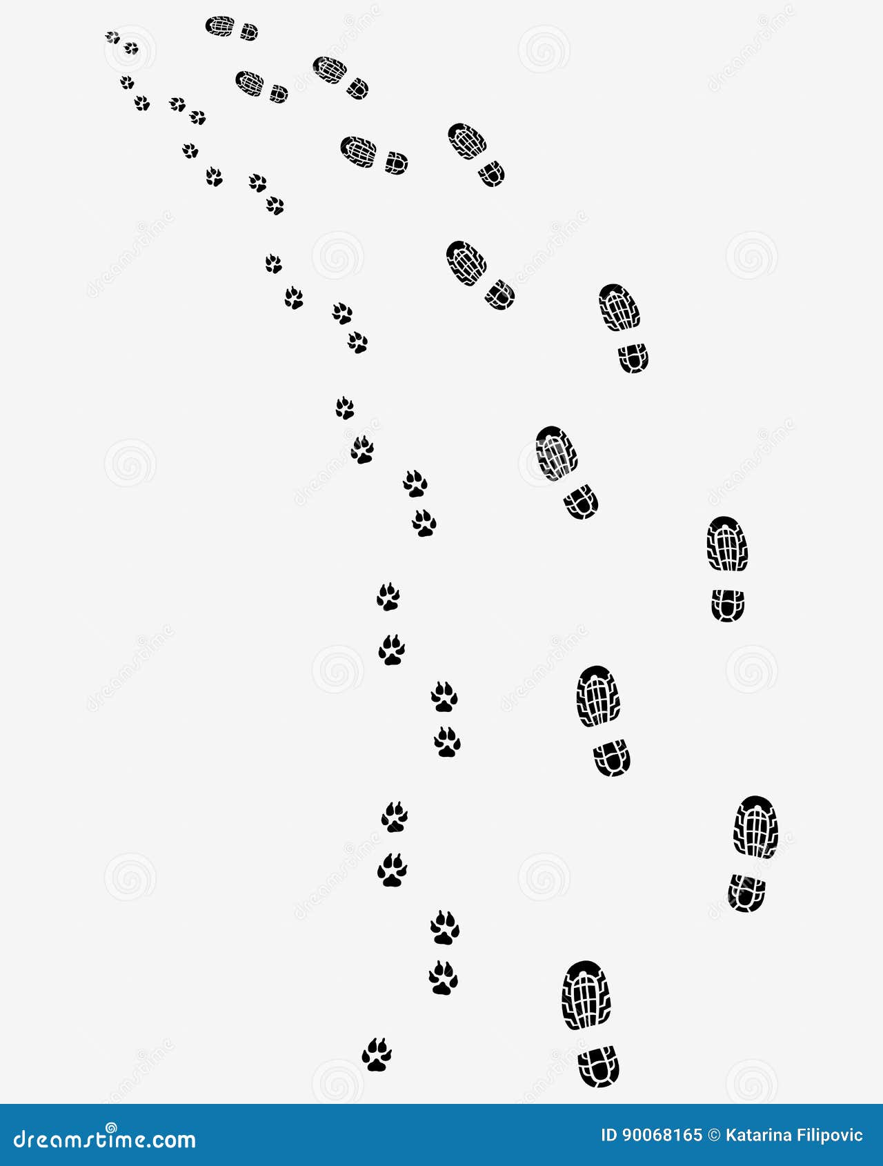 Orme dell'uomo e del cane illustrazione di stock. Illustrazione di ...