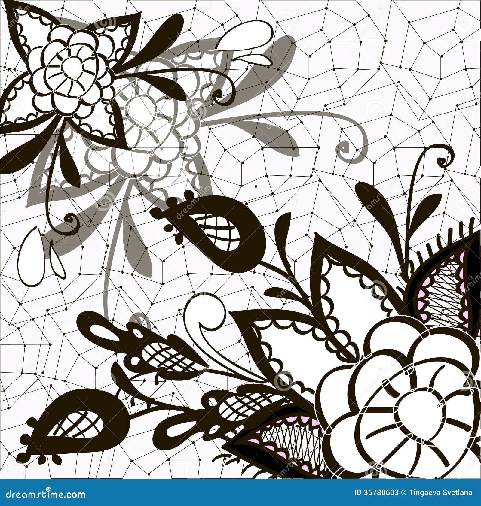 Ornament Black And White With Decorative Elements Stock Illustration