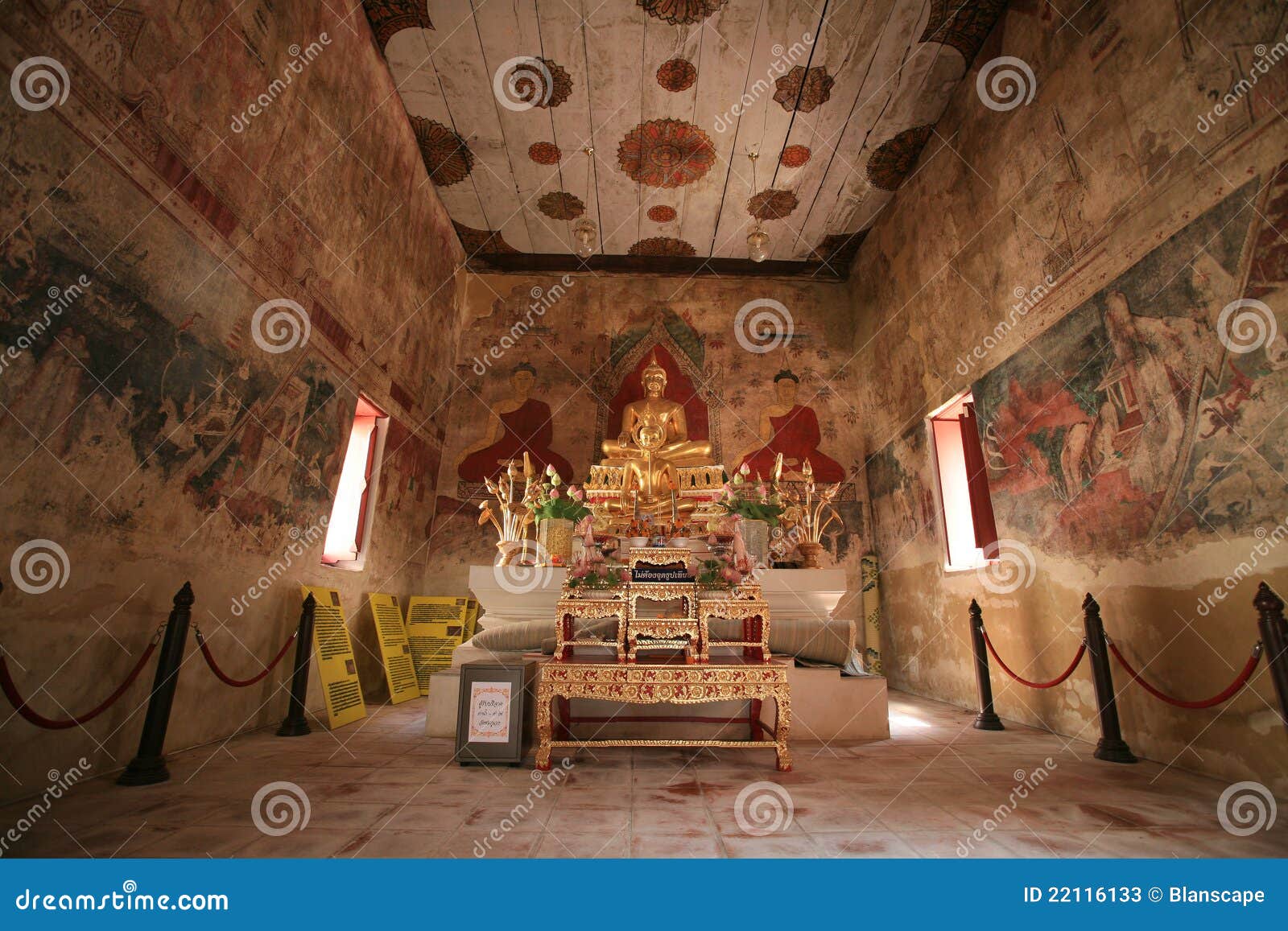 Ornament: Buddha Statue with Interior Ancient Pain Stock Image - Image ...