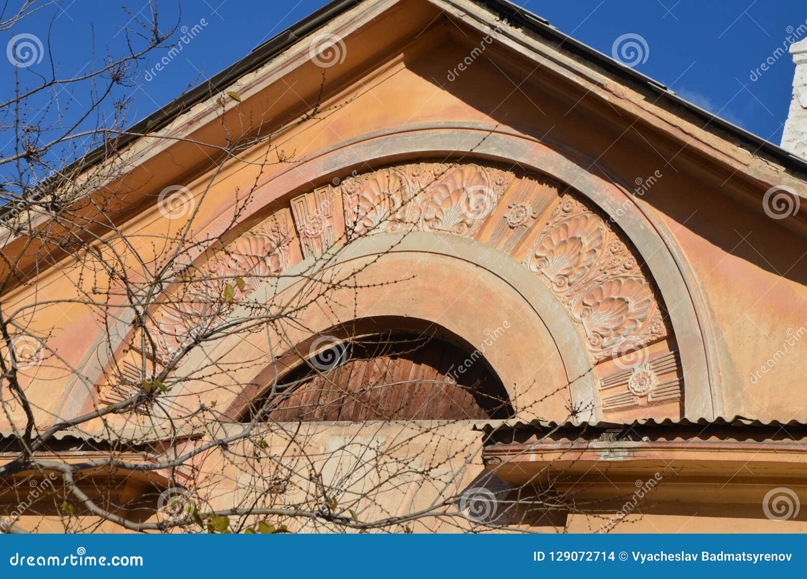 An ornament on a building stock photo. Image of design - 129072714