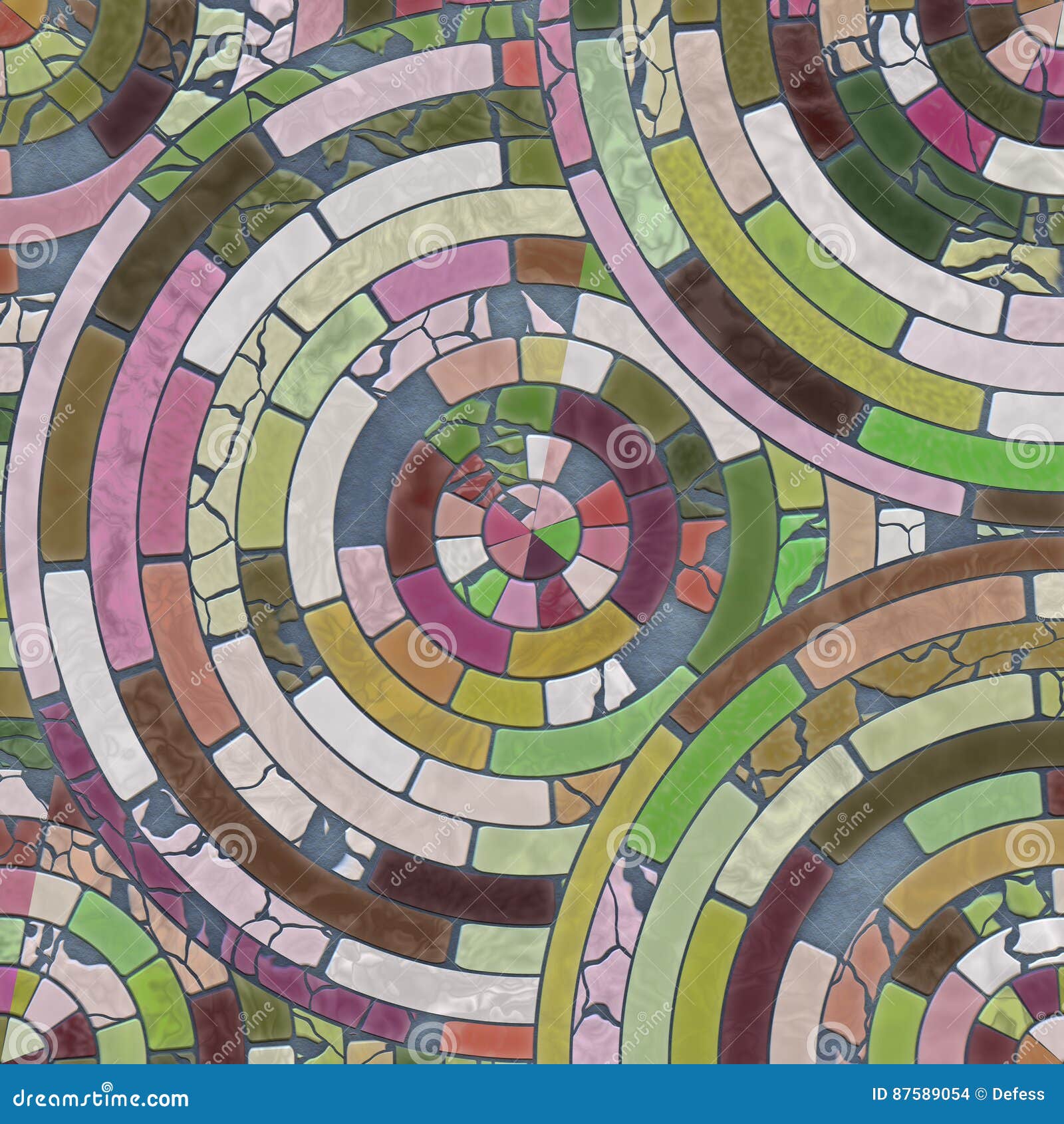 Ornament of Ceramic Tiles in the Shape of Circles. Stock Illustration ...