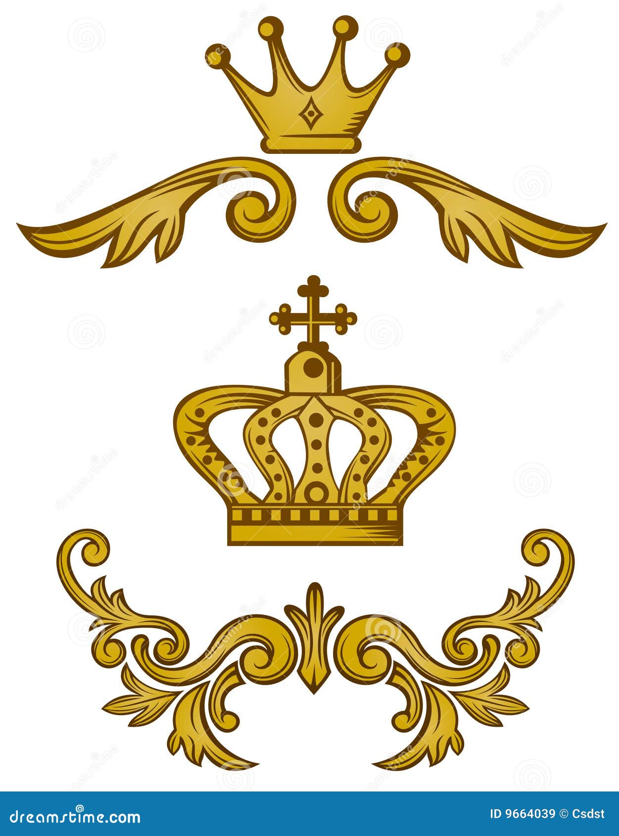 Queen Crest Ornament Template Vector Crown Elements Emblem Royal Crown