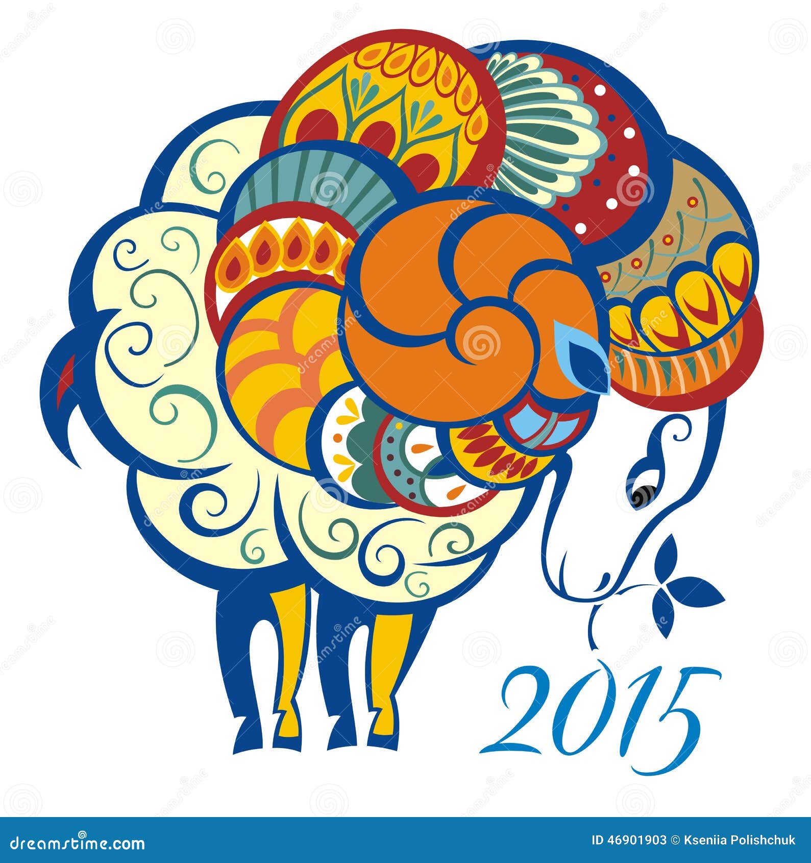 Ornament and Decorative Sheep. Symbol of 2015 Stock Vector ...