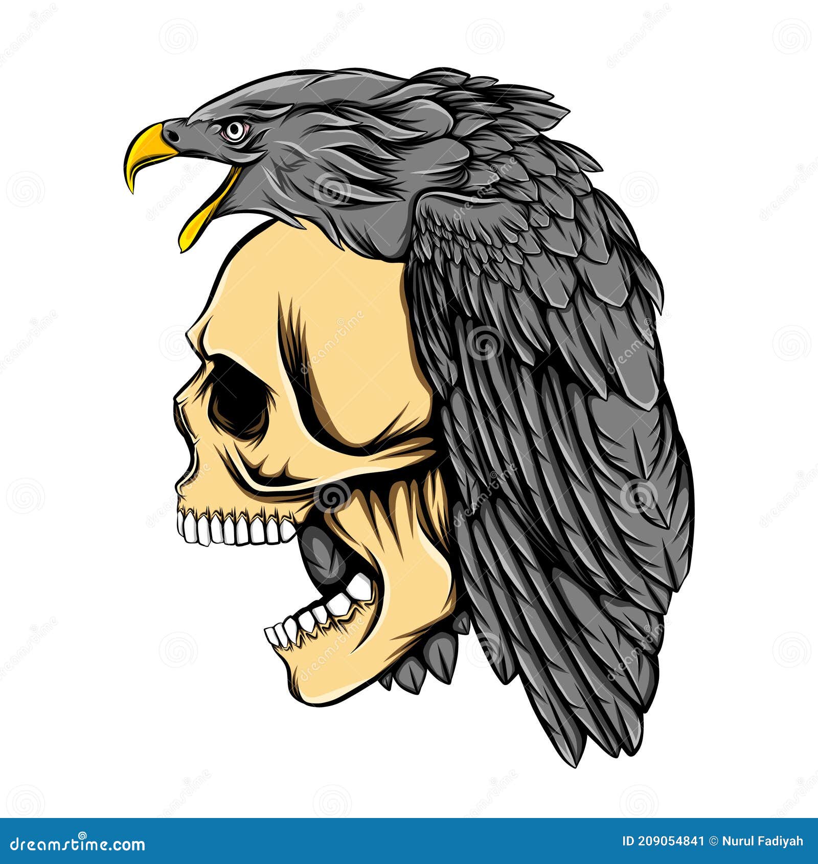 The Ornament of the Eagle Head on the Death Skull Head Stock Vector ...