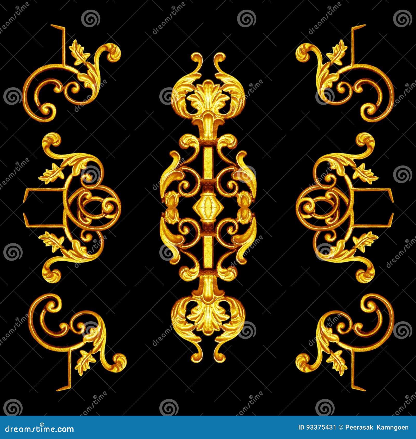 Ornament Elements, Vintage Gold Floral Designs Stock Image - Image of ...