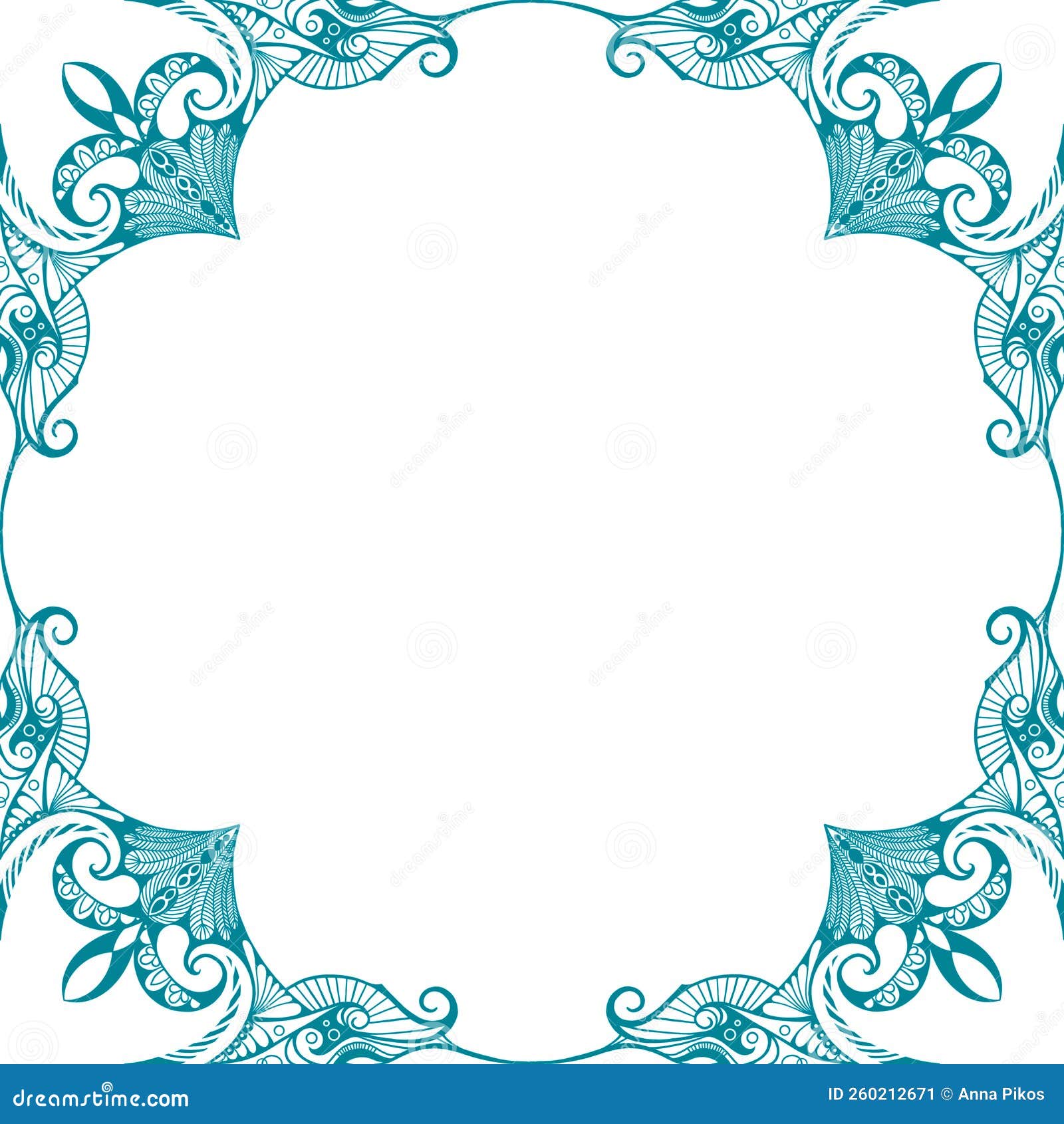 Ornamental Frame. Decorative Border - Strong Turquoise Corners on White ...