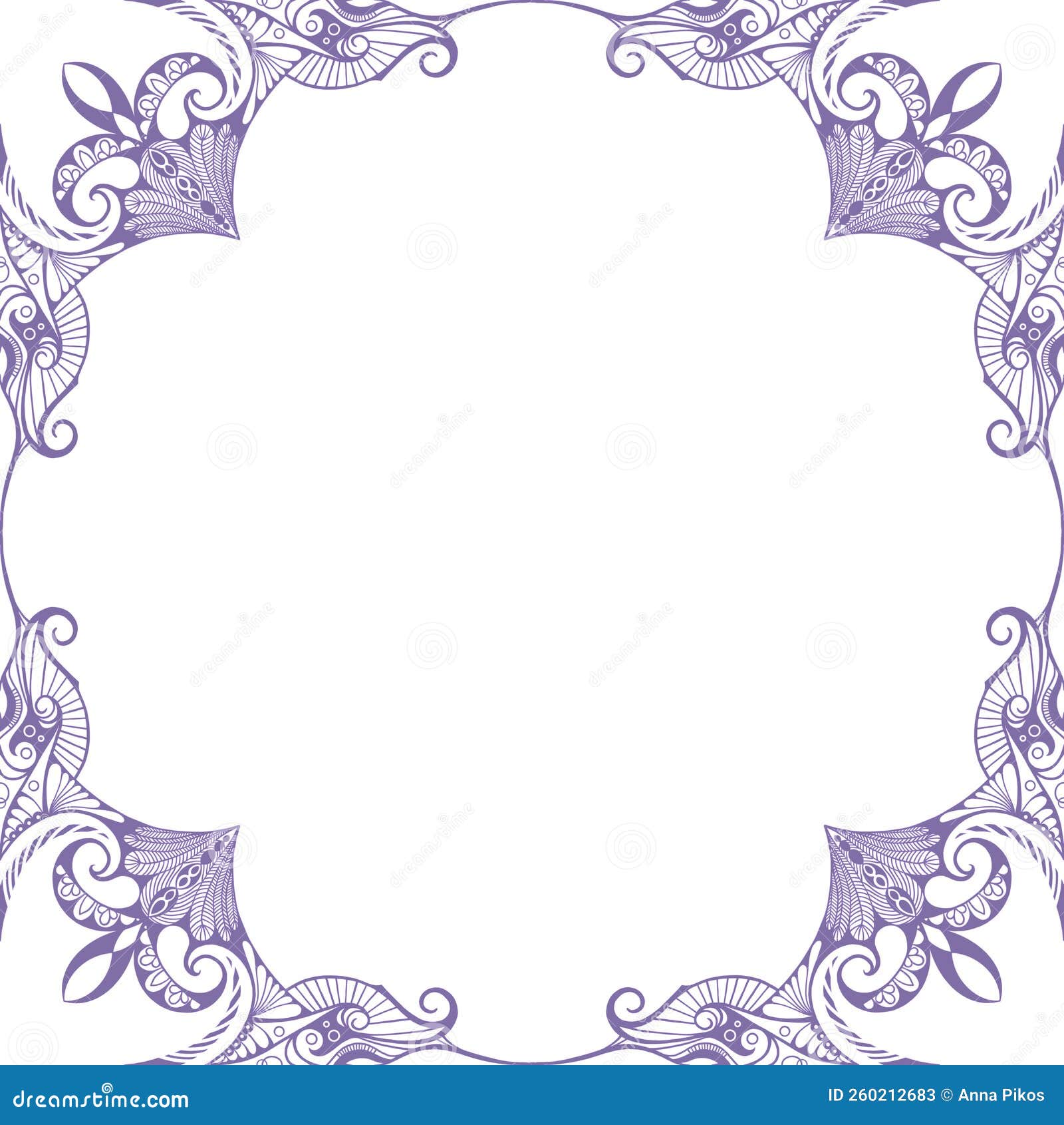 Ornamental Frame. Decorative Border - Violet on White Background Stock ...
