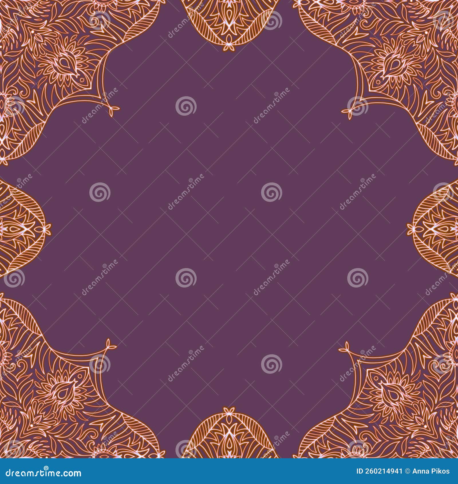 Ornamental Frame. Decorative Border - Corners - Orange on Violet ...