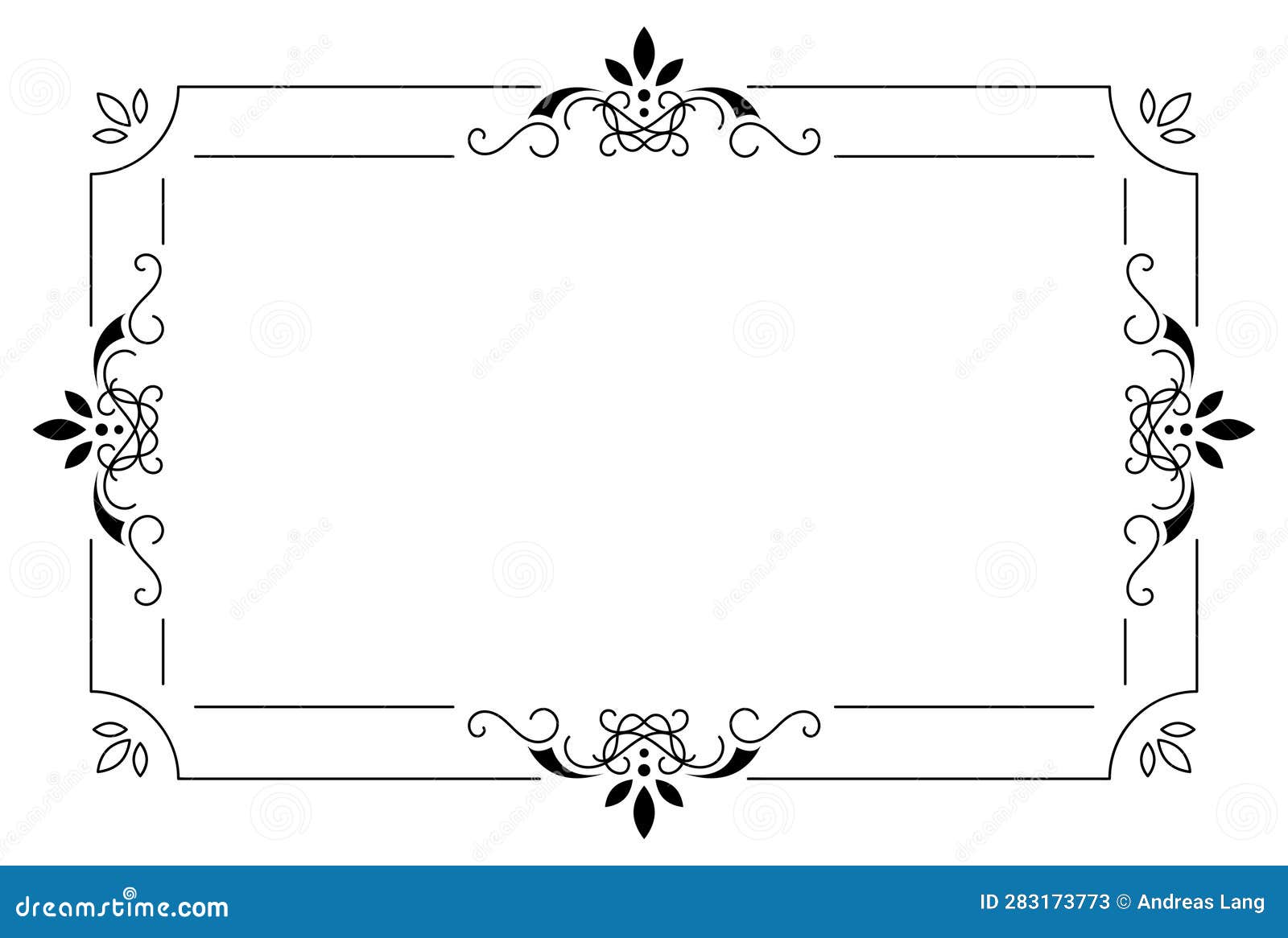 Ornament Frame Ornate Rectangle Simple Black Shape Art Stock ...