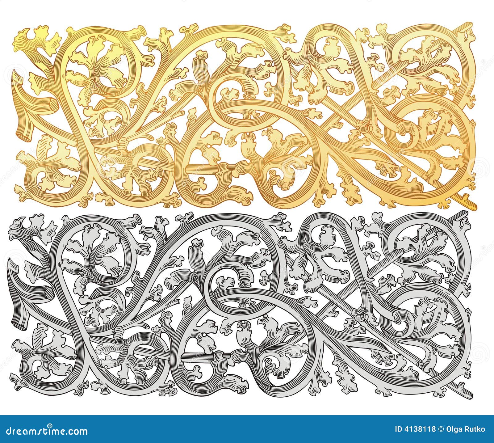 Ornament gold stock vector. Illustration of banner, ornate - 4138118