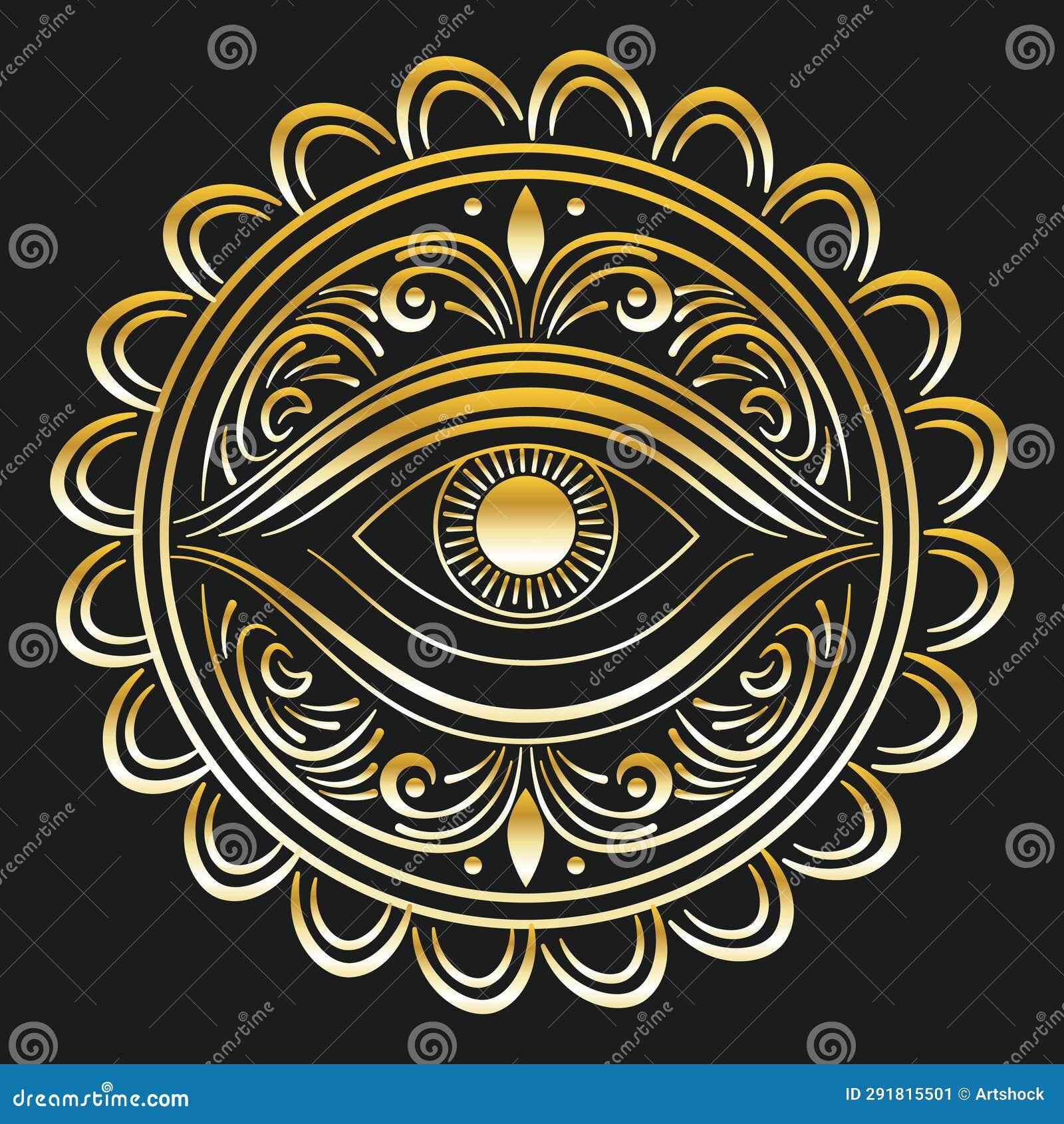 Ornament with human eye stock illustration. Illustration of freemasonry ...