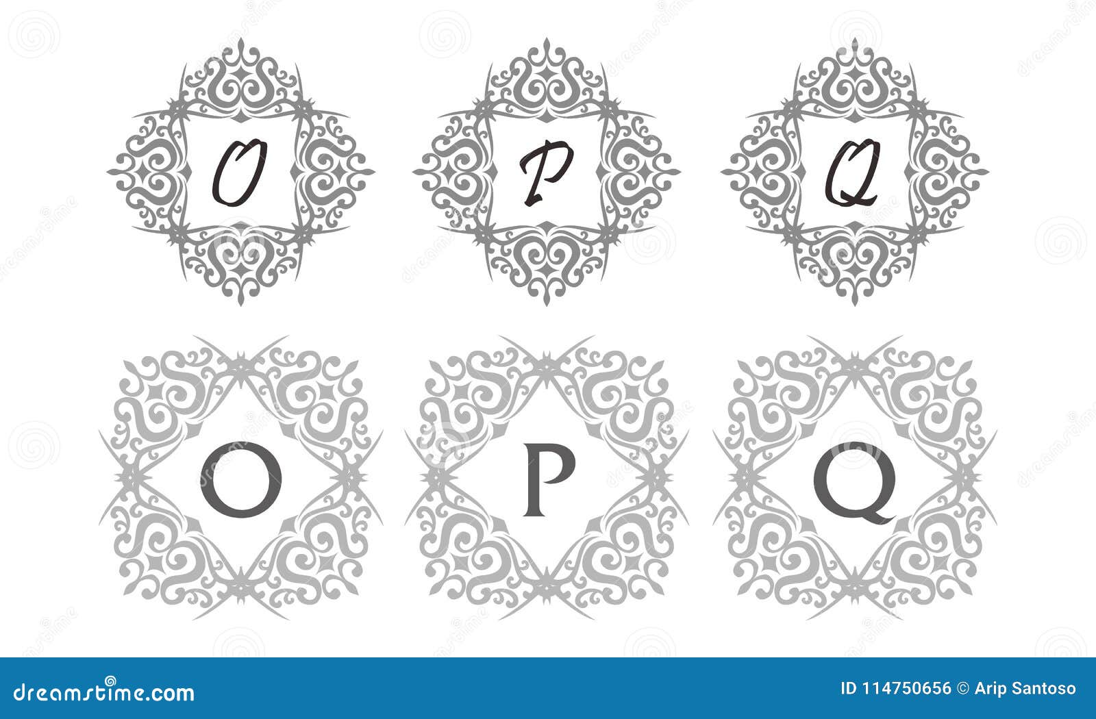 Ornament Initial Template Set Stock Vector - Illustration of elegant ...