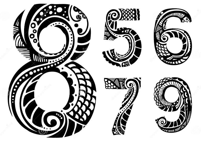 Ornament numbers 5-9 stock illustration. Illustration of organic - 13129597