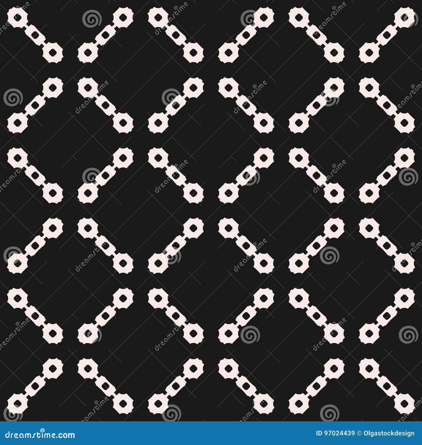 Ornament Pattern with Chains, Diagonal Lattice, Square Grid. Stock ...