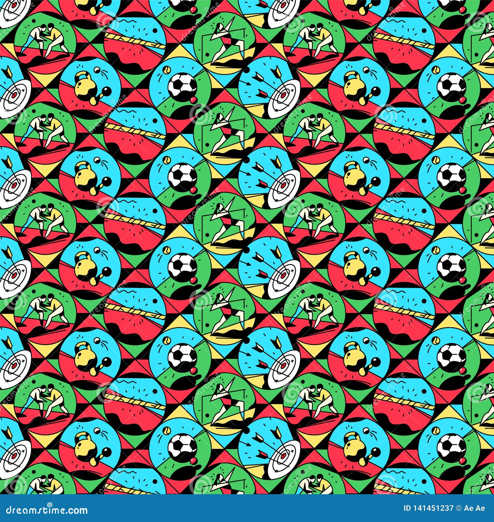 Ornament, a Pattern on the Theme of Sports. Vector Illustration. Sports ...