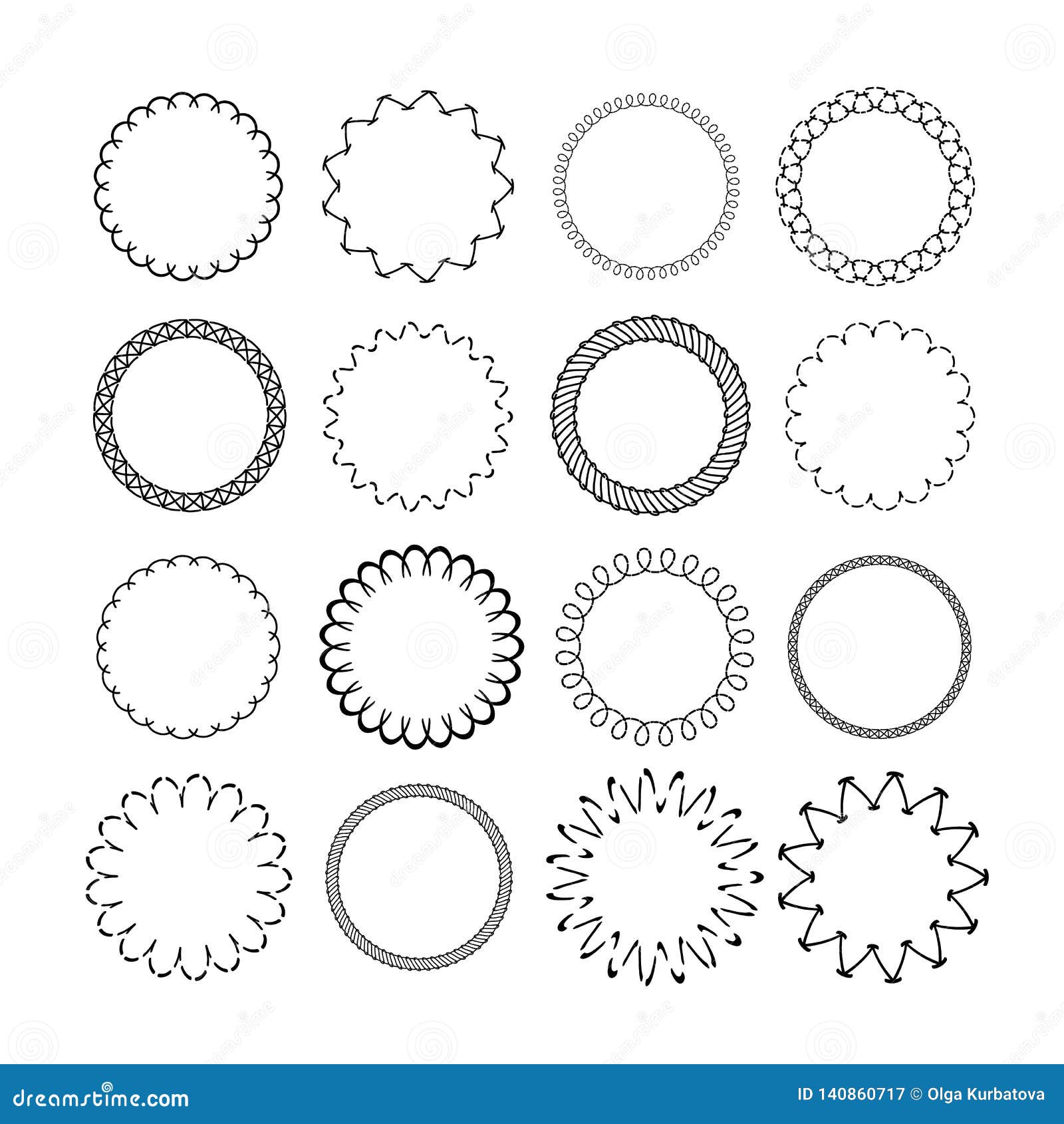 Ornament Round Borders. Vintage Graphic Decorative Rounded Circular ...