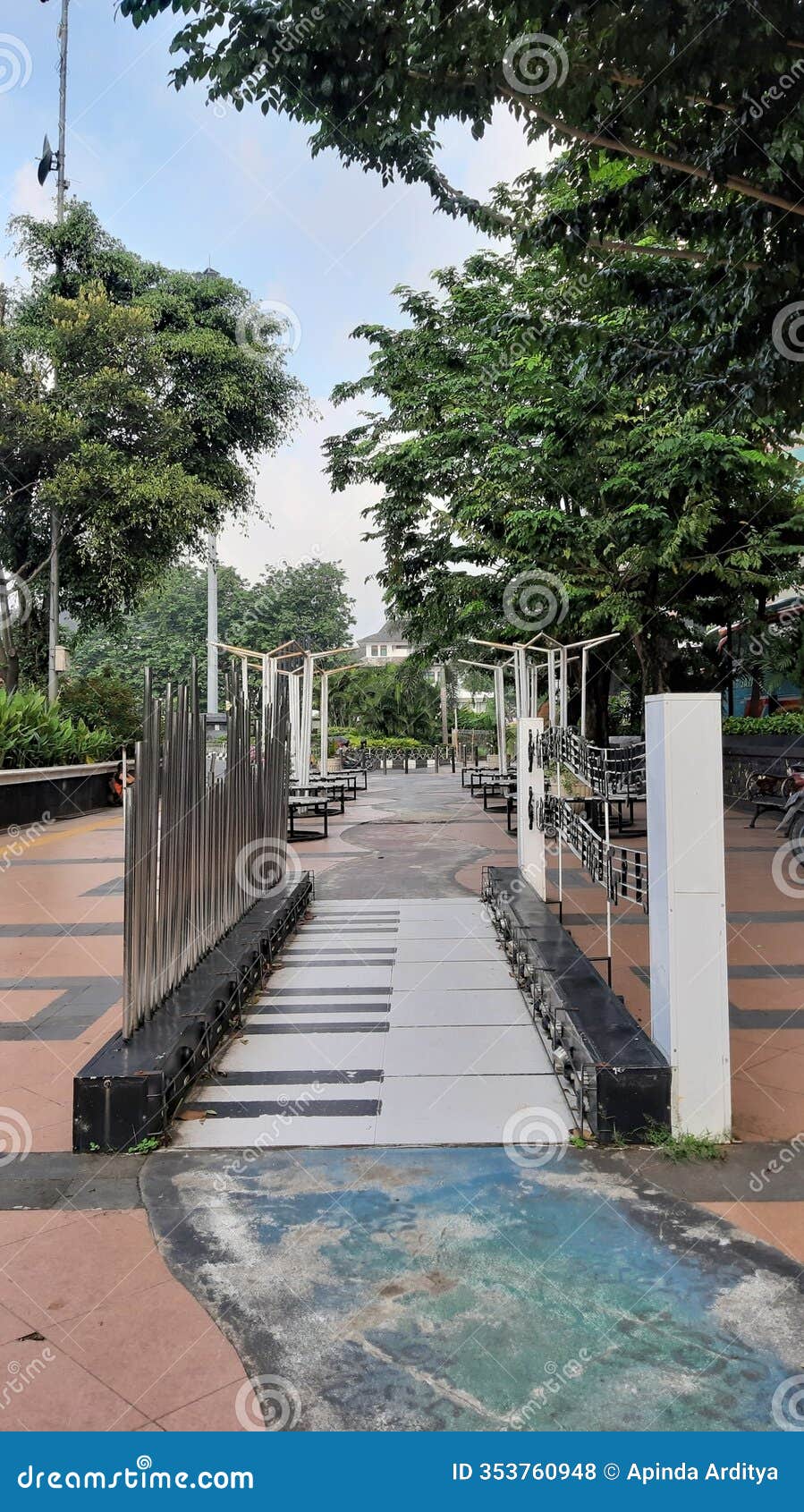 An Ornament Shaped Like a Piano Keys on a Sidewalk for Pedestrian Stock ...
