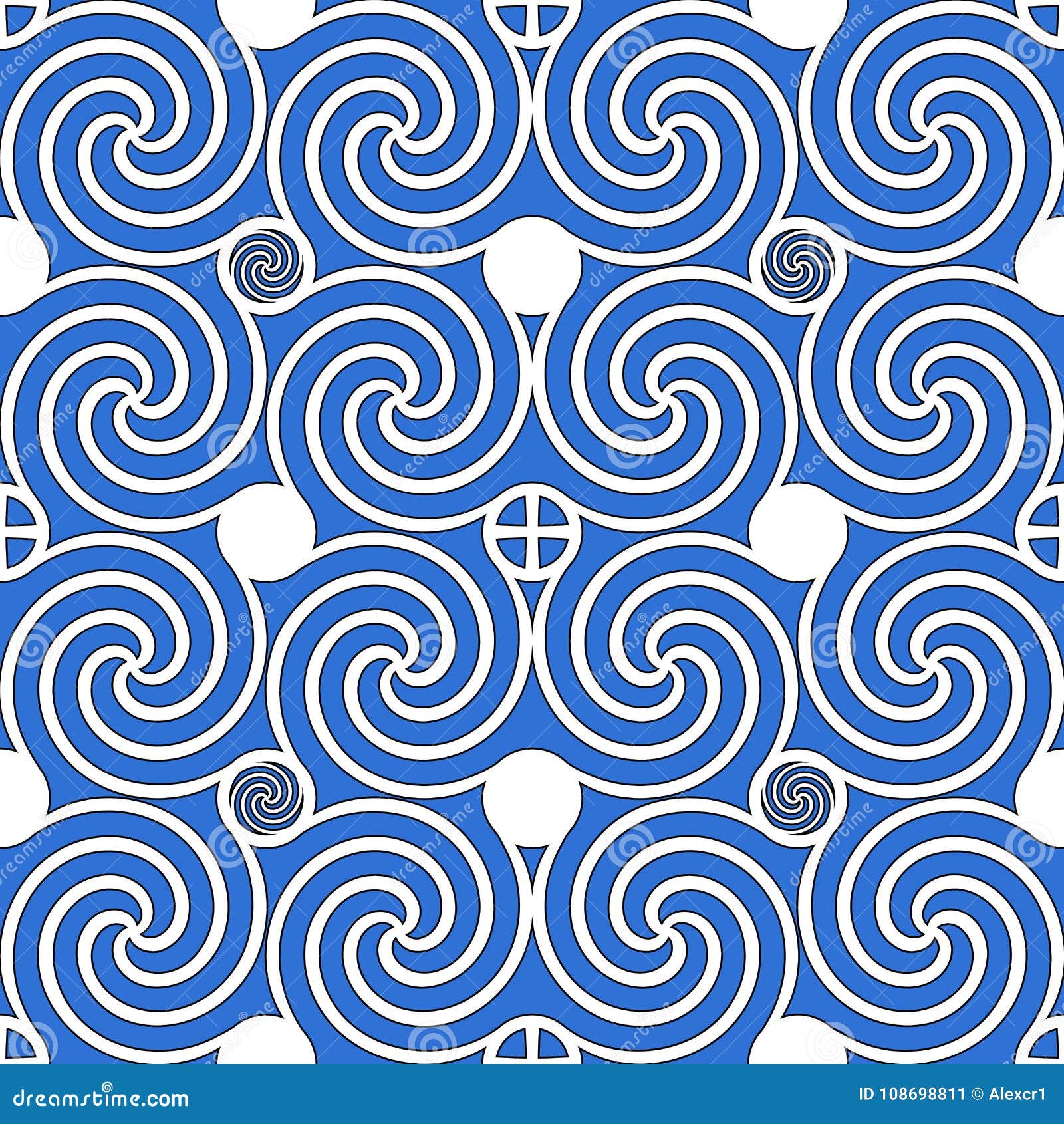 Ornamental Abstract Seamless Pattern Blue Swirl Stock Vector ...