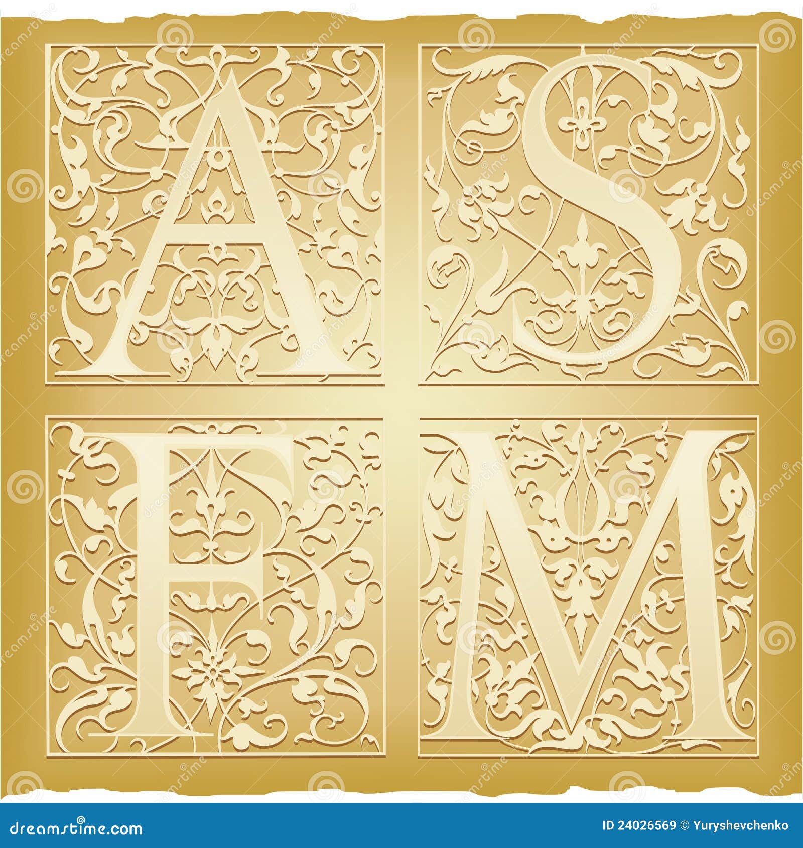 Ornamental antique letters stock vector. Illustration of header - 24026569