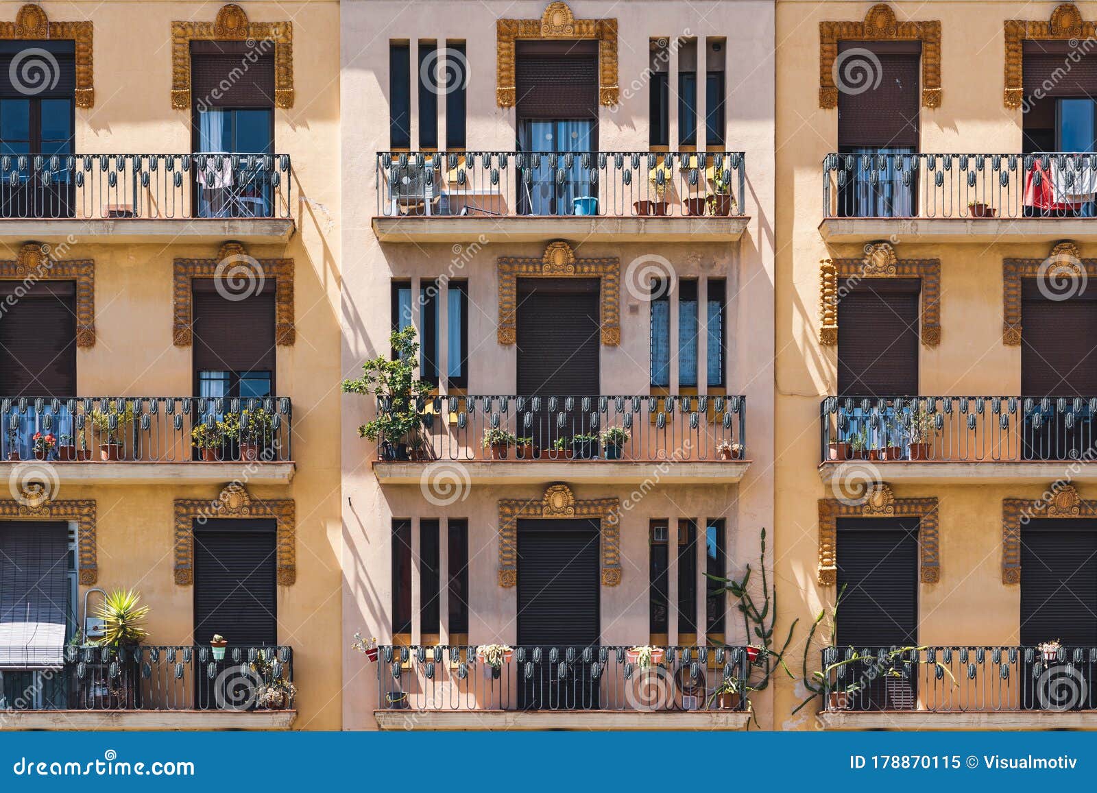 Ornamental Balconies of a Neoclassical Building Stock Image - Image of ...