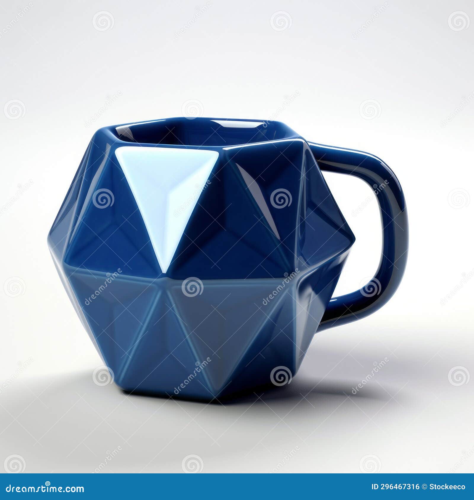 Blue Triangular Mug with Geometric Pattern - Unique 3d Model Stock ...