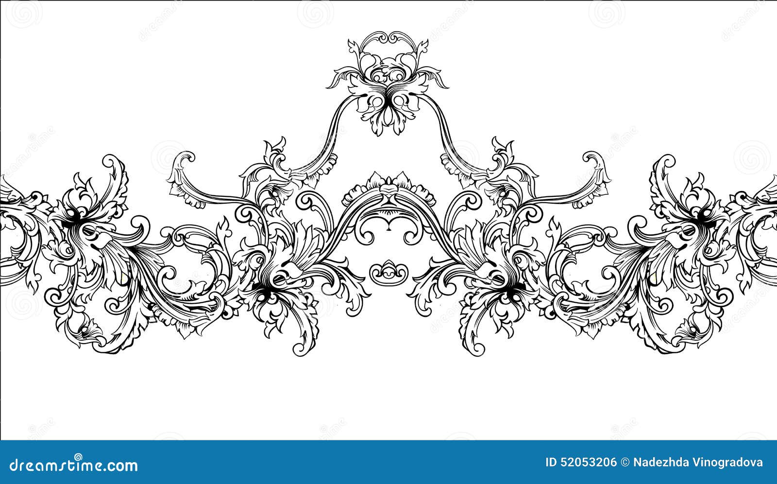 Ornamental Border, Frame. Baroque Pattern. Vector Seamless Stock Vector ...