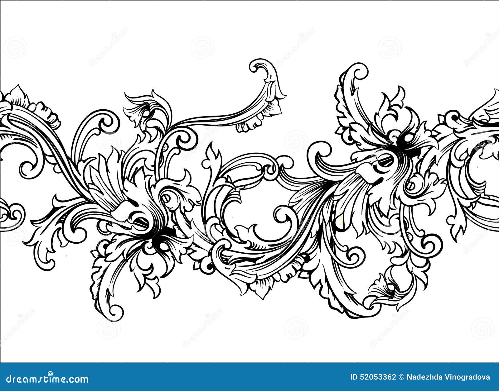 Ornamental Border, Frame. Baroque Pattern. Vector Seamless Stock Vector ...