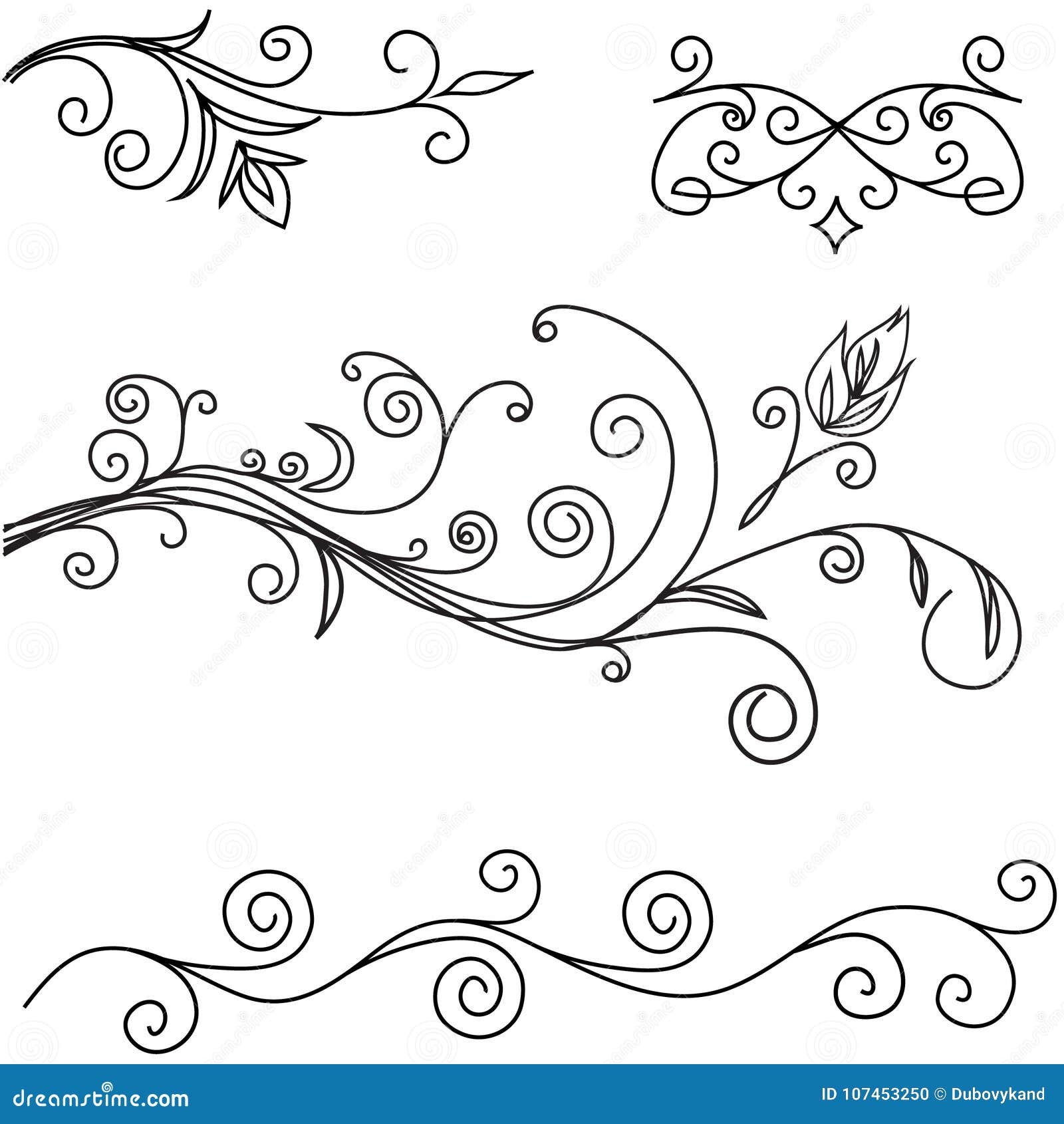 Ornamental Borders, Corners, Headers Isolated on White Background ...