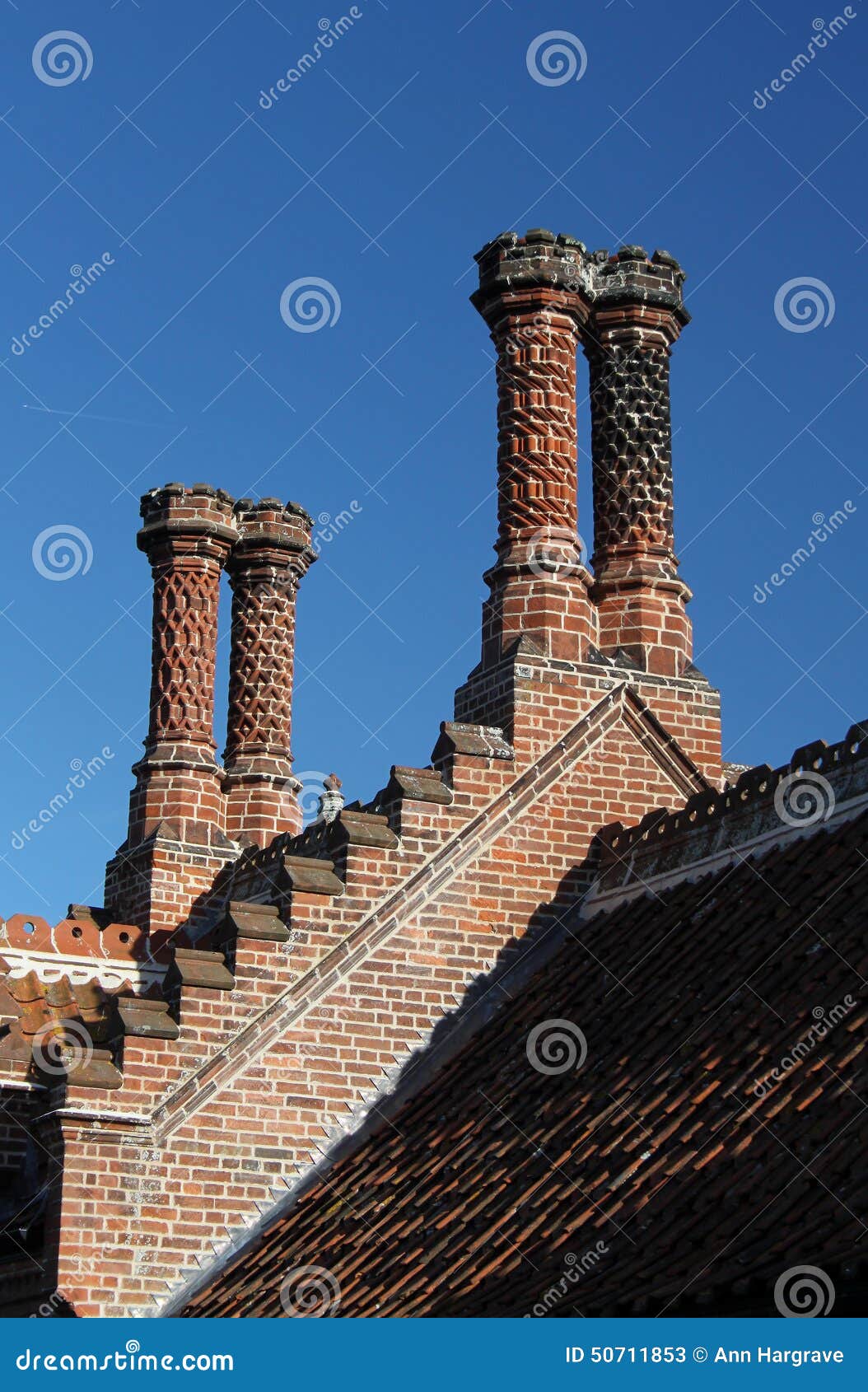 Ornamental brick chimneys stock image. Image of residential - 50711853
