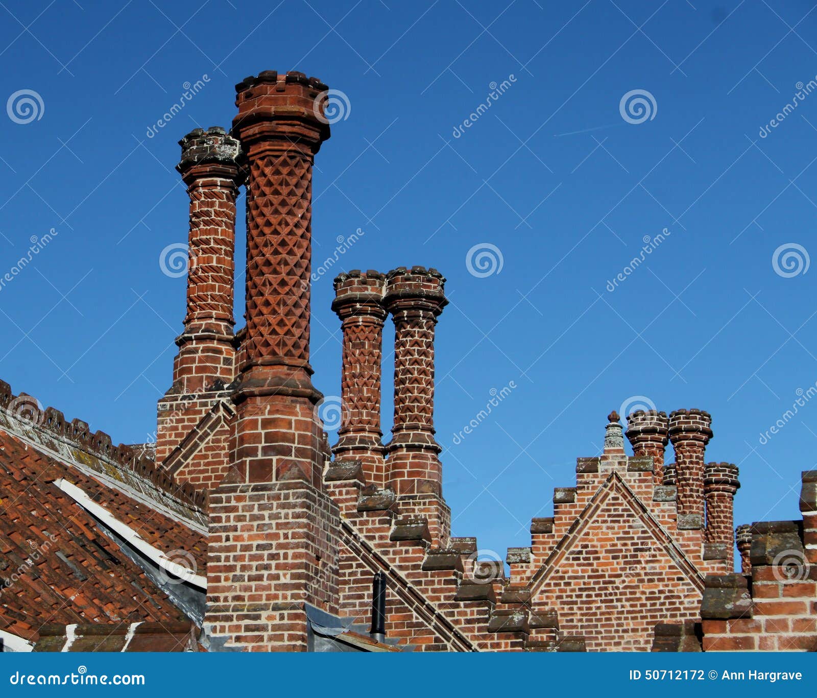 Ornamental brick chimneys stock photo. Image of decoration - 50712172